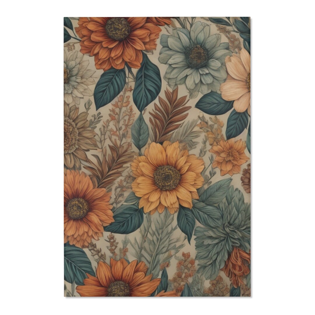 Unique Boho Inspired Sunflower Artwork Print Floor Mat Area - Etsy