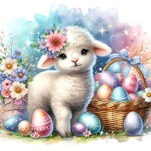 Cute Spring Lamb Clipart Bundle, Watercolor Clip Art Images, 20 High ...