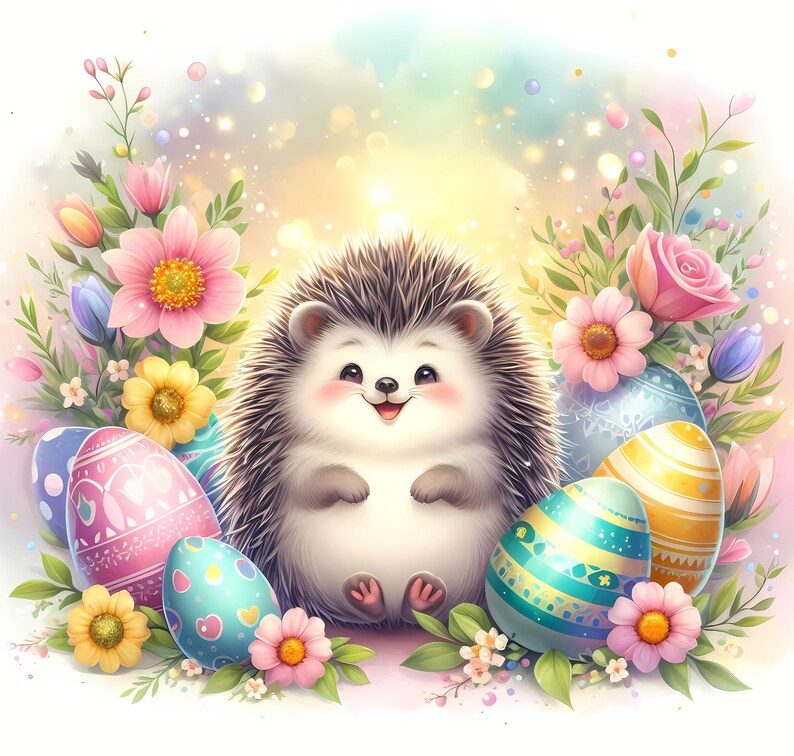 Cute Spring Hedgehogs Clipart Bundle, Watercolor Clip Art Images, 20 ...