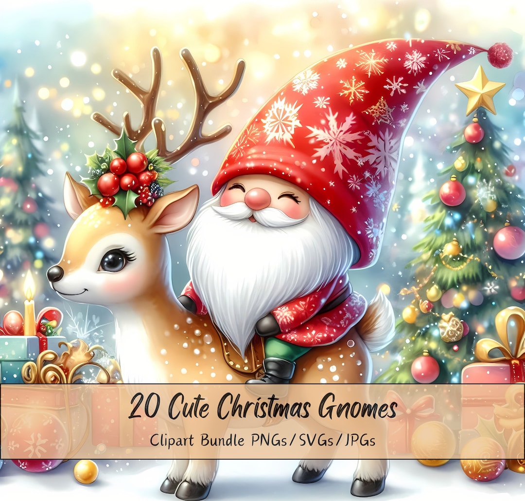 Cute Christmas Gnomes Clipart Bundle, Xmas Gnome Clip Art Images ...