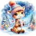 Cute Winter Giraffe Clipart Bundle, Festive Watercolor Clip Art Images ...