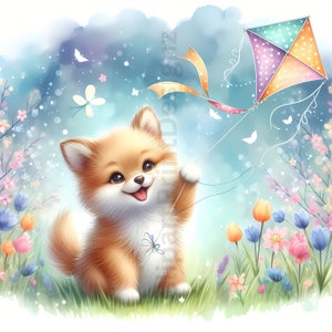 Cute Spring Dog Clipart Bundle, Watercolor Clip Art Images, 20 High ...