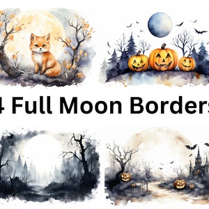 Watercolor Halloween Borders, Clipart Bundle, 44 Cute and Scary ...