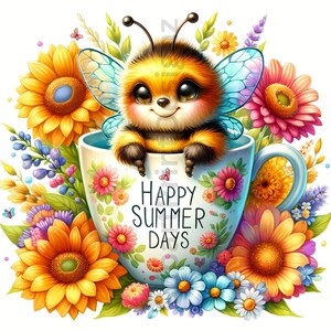 Cute Summer Bees Clipart Bundle, Watercolor Bee Clip Art Images, High ...