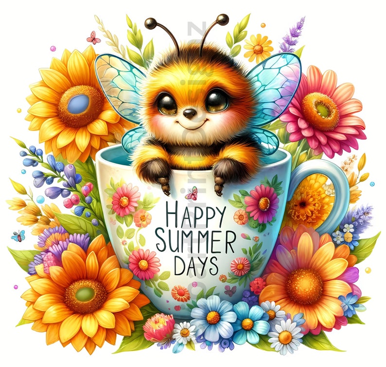 Cute Summer Bees Clipart Bundle, Watercolor Bee Clip Art Images, High ...