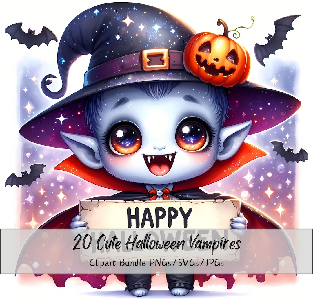 Cute Halloween Vampires Clipart Bundle, Watercolor Vampire Clip Art ...