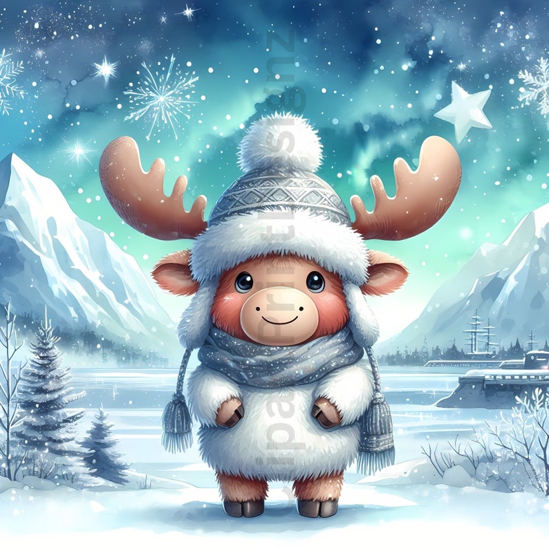 Cute Winter Arctic Animals Clipart Bundle, Festive Watercolor Clip Art ...