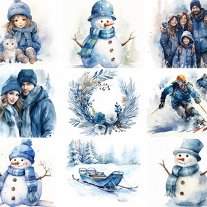 Cozy Winter Clipart Bundle, Blue Winter, Cute Watercolor Christmas ...