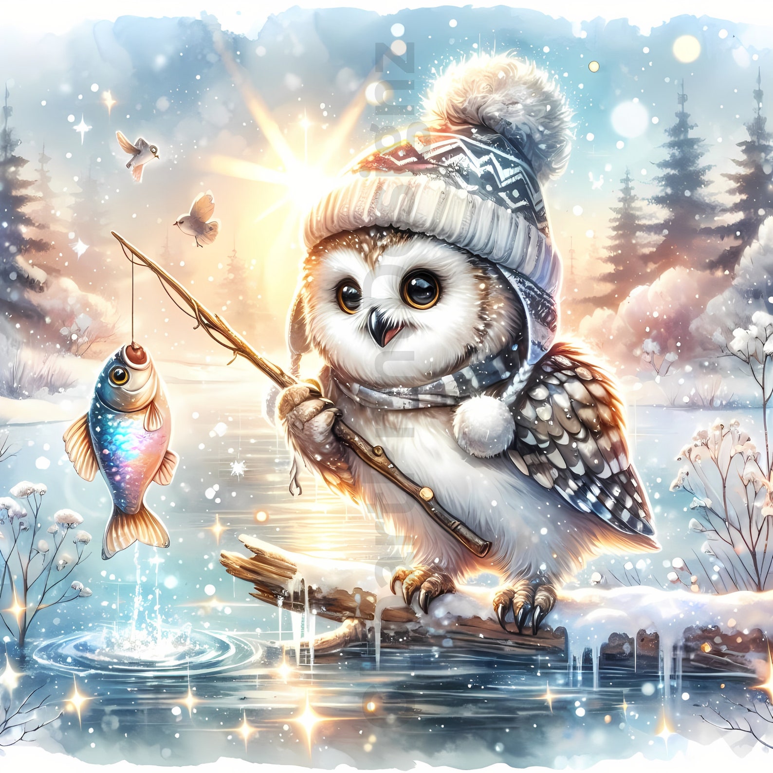 Cute Winter Owl Clipart Bundle, Festive Watercolor Clip Art Images, 20 ...