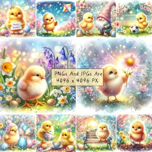 Cute Spring Chicks Clipart Bundle, Watercolor Clip Art Images, 20 High ...