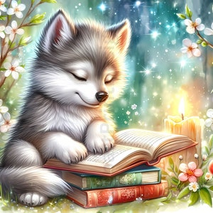 Cute Spring Wolves Clipart Bundle, Watercolor Clip Art Images, High ...