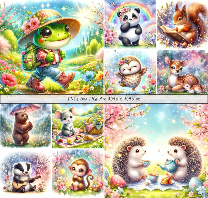 Cute Spring Animals Clipart Bundle, Watercolor Clip Art Images, High ...