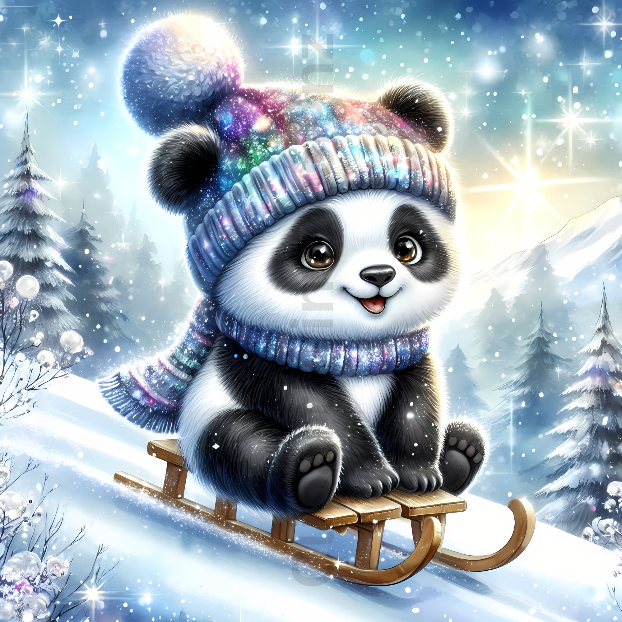 Cute Winter Panda Clipart Bundle Festive Watercolor Clip Art - Etsy