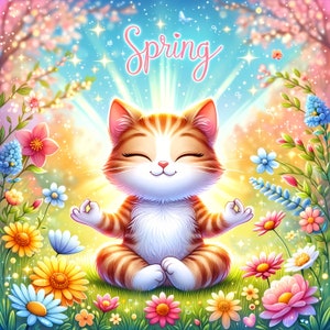 Cute Spring Cats Clipart Bundle, Watercolor Clip Art Images, 20 High ...