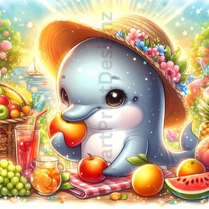 Cute Summer Dolphins Clipart Bundle, Watercolor Dolphin Clip Art Images ...