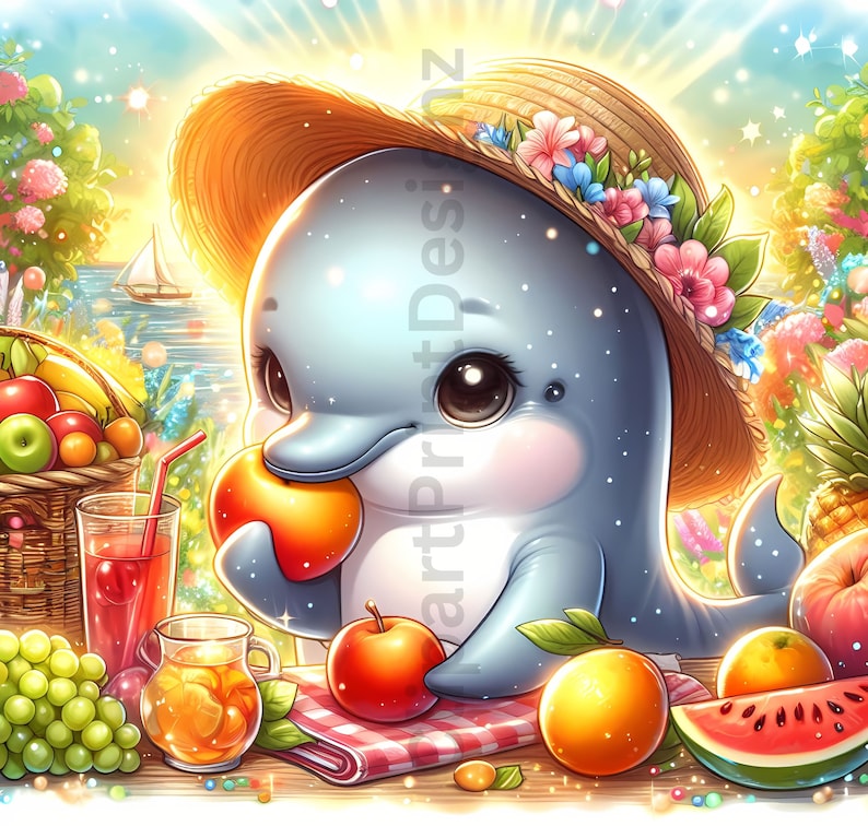 Cute Summer Dolphins Clipart Bundle, Watercolor Dolphin Clip Art Images ...