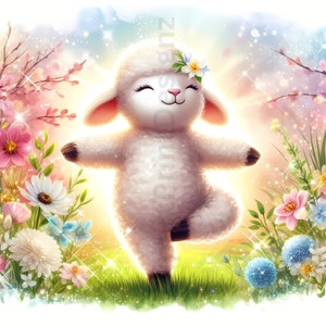 Cute Spring Lamb Clipart Bundle, Watercolor Clip Art Images, 20 High ...