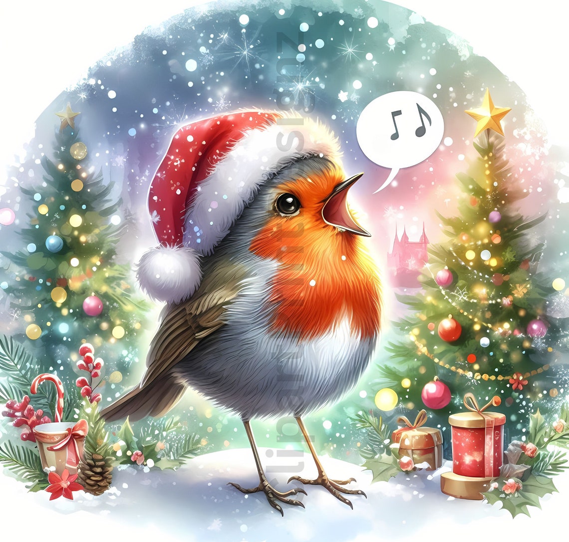 Cute Christmas Robins Clipart Bundle, Xmas Robin Clip Art Images ...