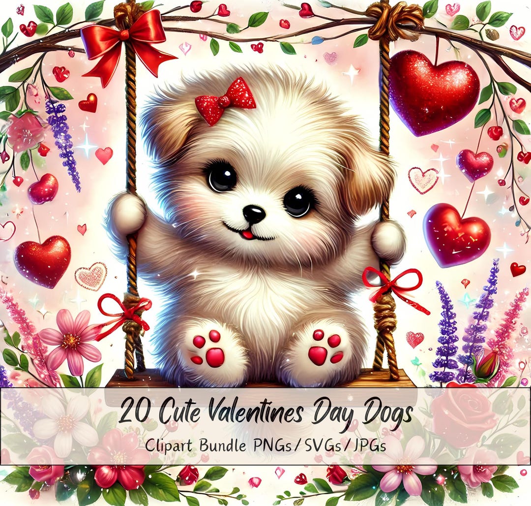 Cute Valentines Day Dogs Clipart Bundle, Valentine Dog Clip Art Images ...