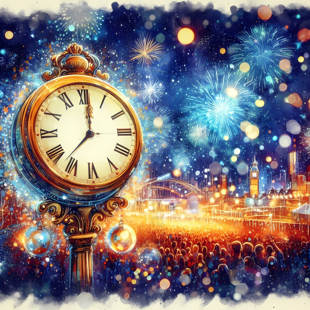 New Years Eve Clipart Bundle, Watercolor Happy New Year, 20 High ...