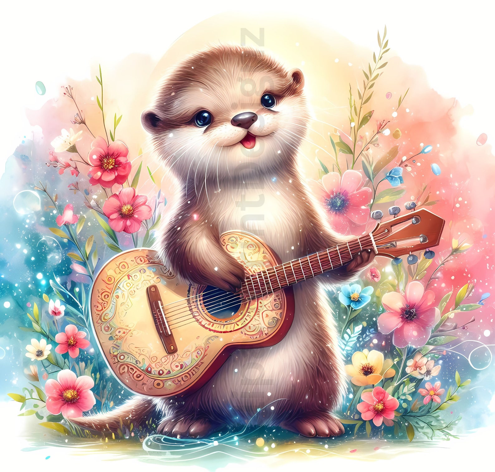 Cute Spring Otters Clipart Bundle, Watercolor Clip Art Images, High ...