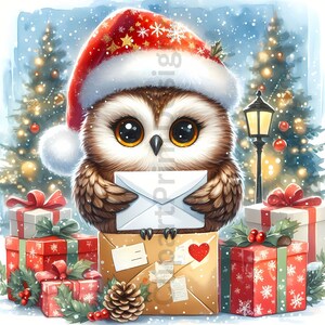 Cute Christmas Owls Clipart Bundle, Xmas Owl Clip Art Images ...