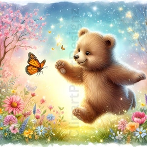 Cute Spring Bears Clipart, Funny Watercolor Animal Images, High Quality ...