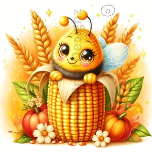 Cute Fall Bees Clipart Bundle, Watercolor Bee Clip Art Images, High ...