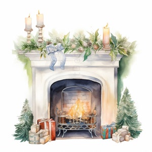 29 Watercolor Christmas Hygge Clipart Bundle, Cozy Digital Art, Neutral ...