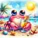 Cute Summer Crabs Clipart Bundle, Watercolor Crab Clip Art Images, High ...