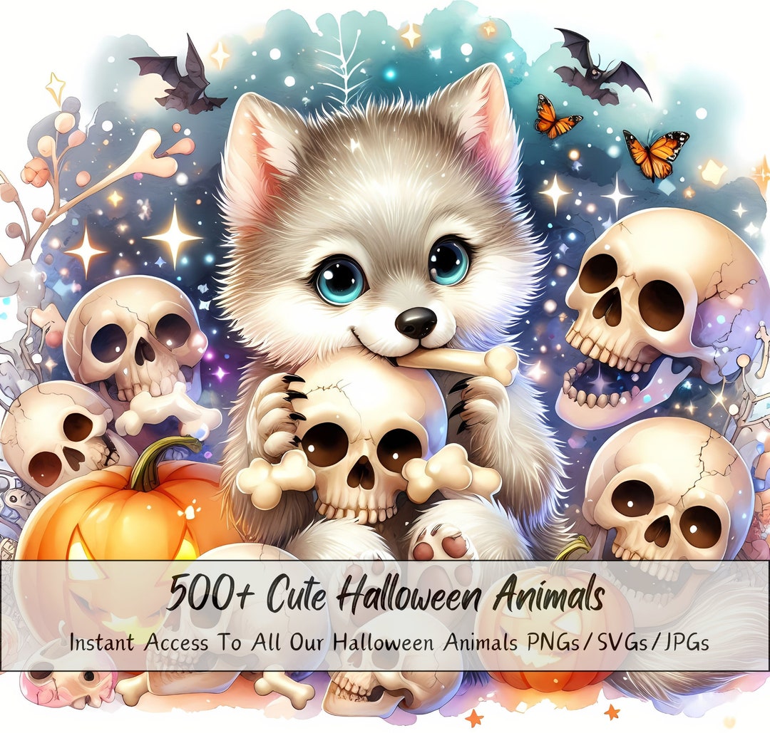 500+ Cute Halloween Animals Clipart, Cute Mega Animal Bundle ...