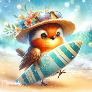 Cute Summer Robins Clipart Bundle, Watercolor Robin Clip Art Images ...