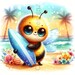 Cute Summer Surf Animals Clipart Bundle, Watercolor Beach Clip Art ...