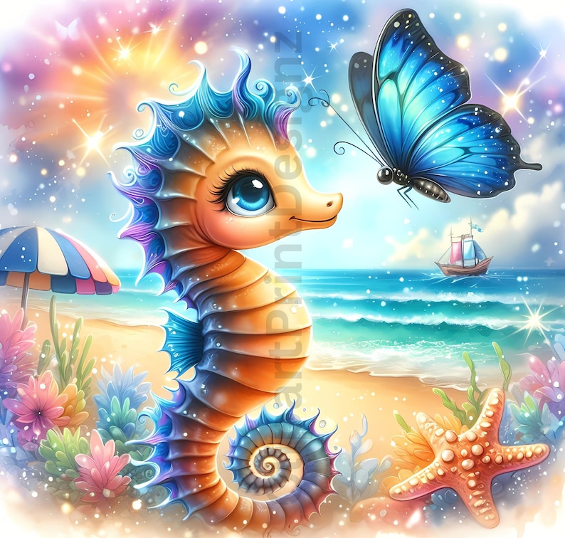 Cute Summer Animals and Butterflies Clipart Bundle, Watercolor Clip Art ...