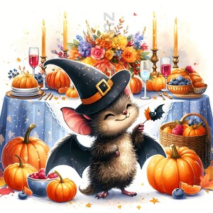 Cute Fall Bats Clipart Bundle, Watercolor Bat Clip Art Images, High ...