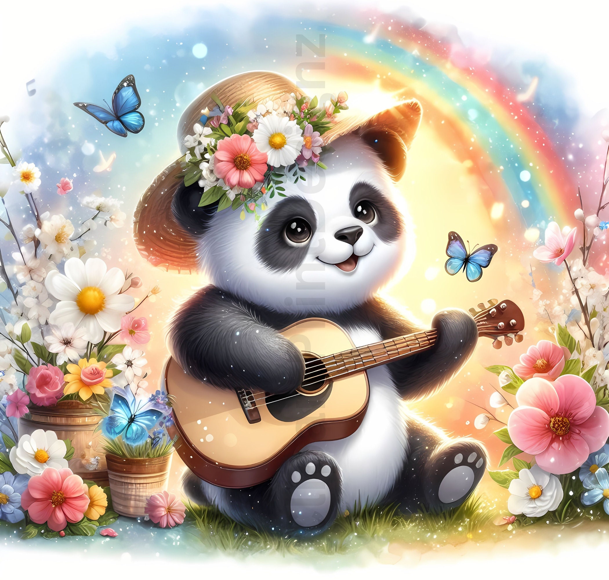 Cute Spring Pandas Clipart Bundle, Watercolor Clip Art Images, High ...