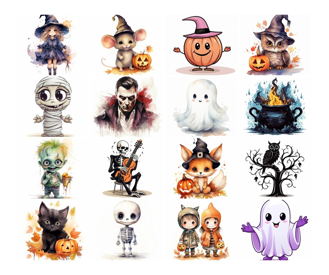 215 Cute Halloween Clipart Bundle, Very Cute and Scary, Mega Halloween ...