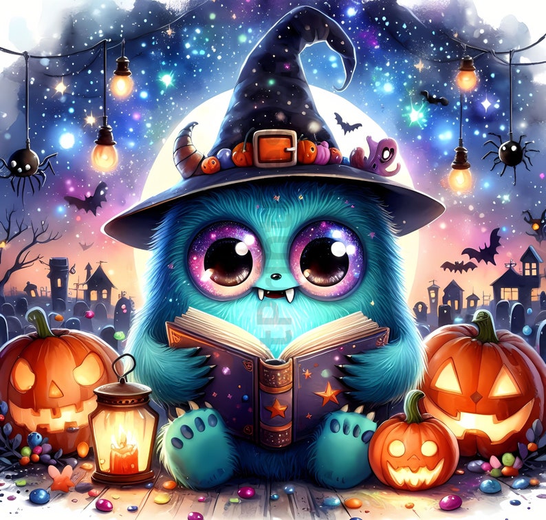 Cute Halloween Monsters Clipart Bundle, Watercolor Monsters Clip Art ...
