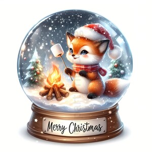 Cute Watercolor Christmas Animals in Snow Globes, Clipart Bundle, 14 ...