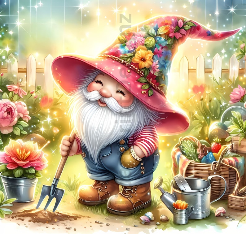Cute Summer Gnomes Clipart Bundle, Watercolor Gomes Clip Art Images ...