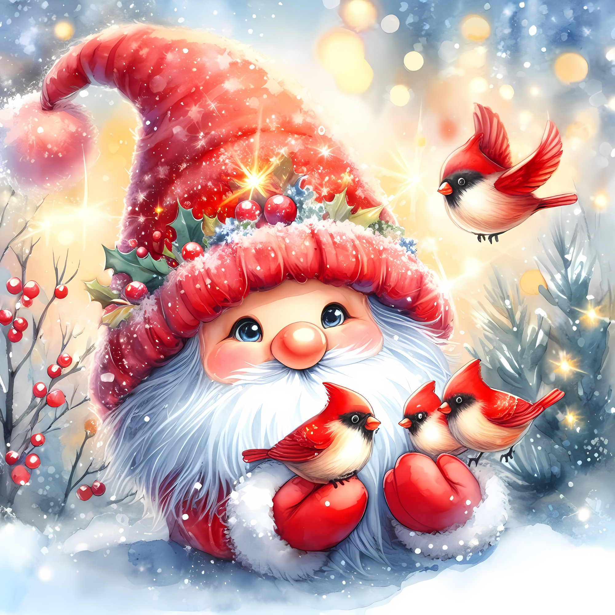 Cute Watercolor Christmas Gnomes Clipart, 15 High Quality Pngs and Jpgs ...