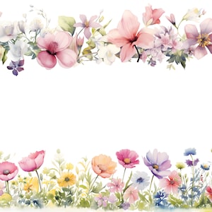 Watercolor Spring Flower Borders, Clipart Bundle, 20 High Quality Pngs ...