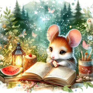 Cute Summer Mouse Clipart Bundle, Watercolor Mice Clip Art Images, High ...