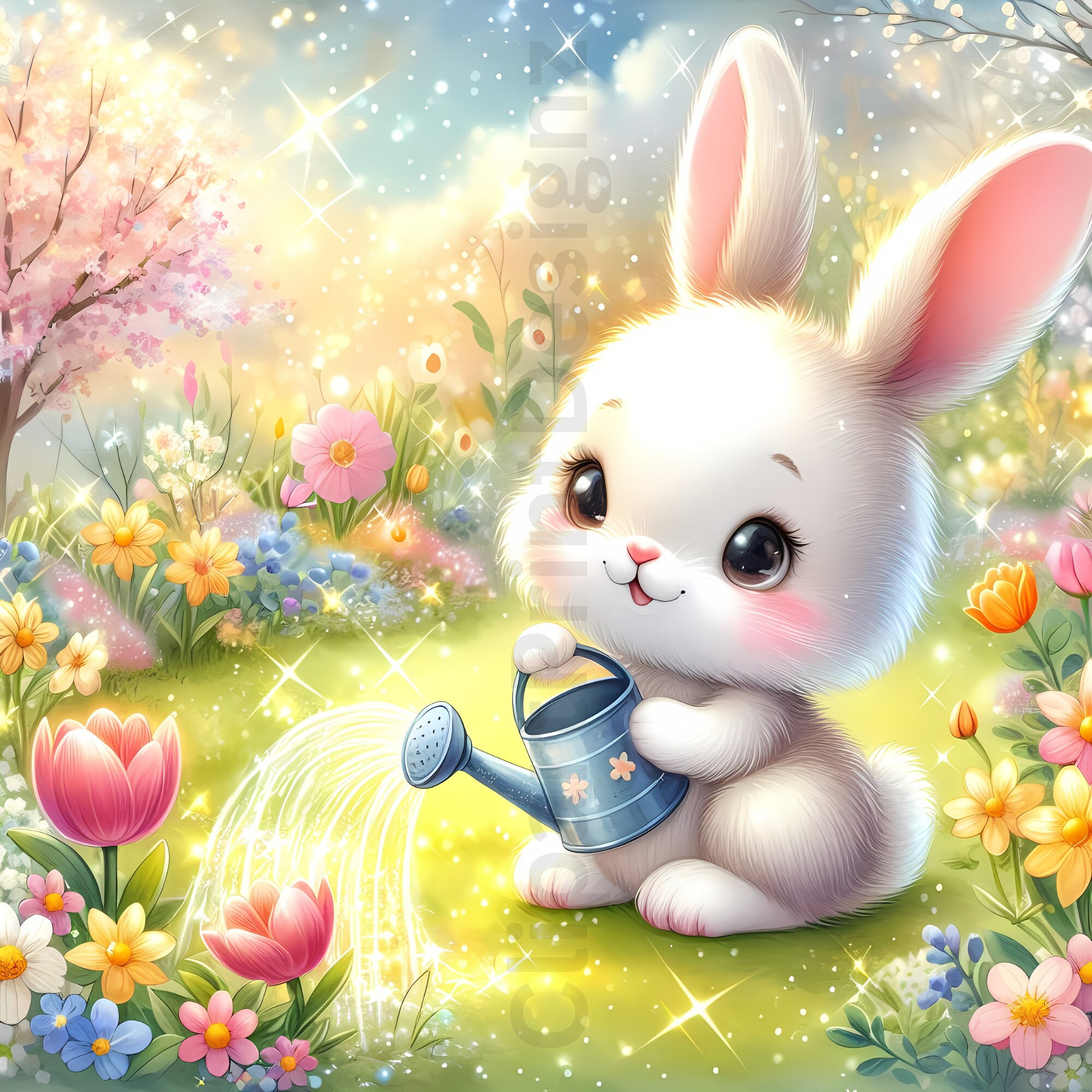 Cute Spring Bunny Clipart Bundle, Watercolor Clip Art Images, 20 High ...