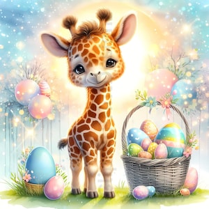 Cute Easter Giraffes Clipart, Funny Watercolor Animal Images, High ...
