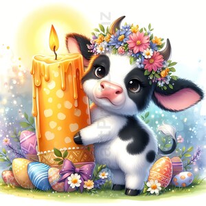 Cute Easter Cows Clipart, Funny Watercolor Animal Images, High Quality ...