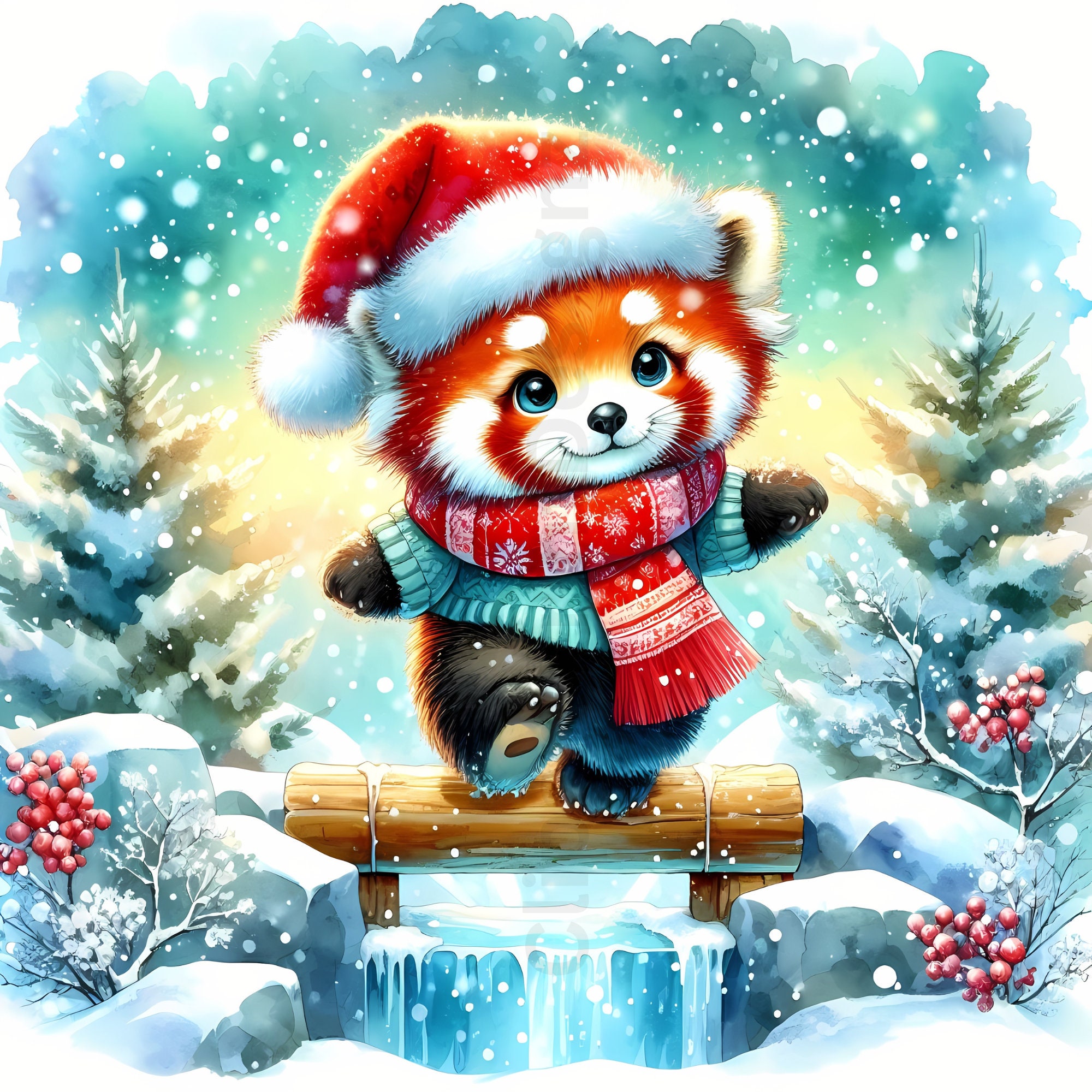 Cute Watercolor Winter Animals Clipart Bundle, Animal Images, 20 High ...