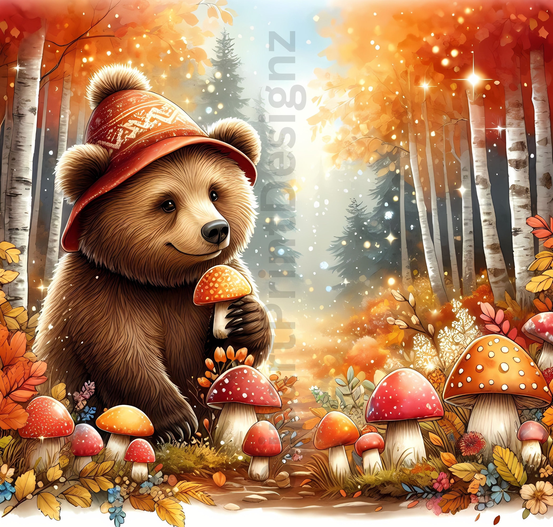 Cute Fall Bears Clipart Bundle, Watercolor Autumn Bear Clip Art Images ...