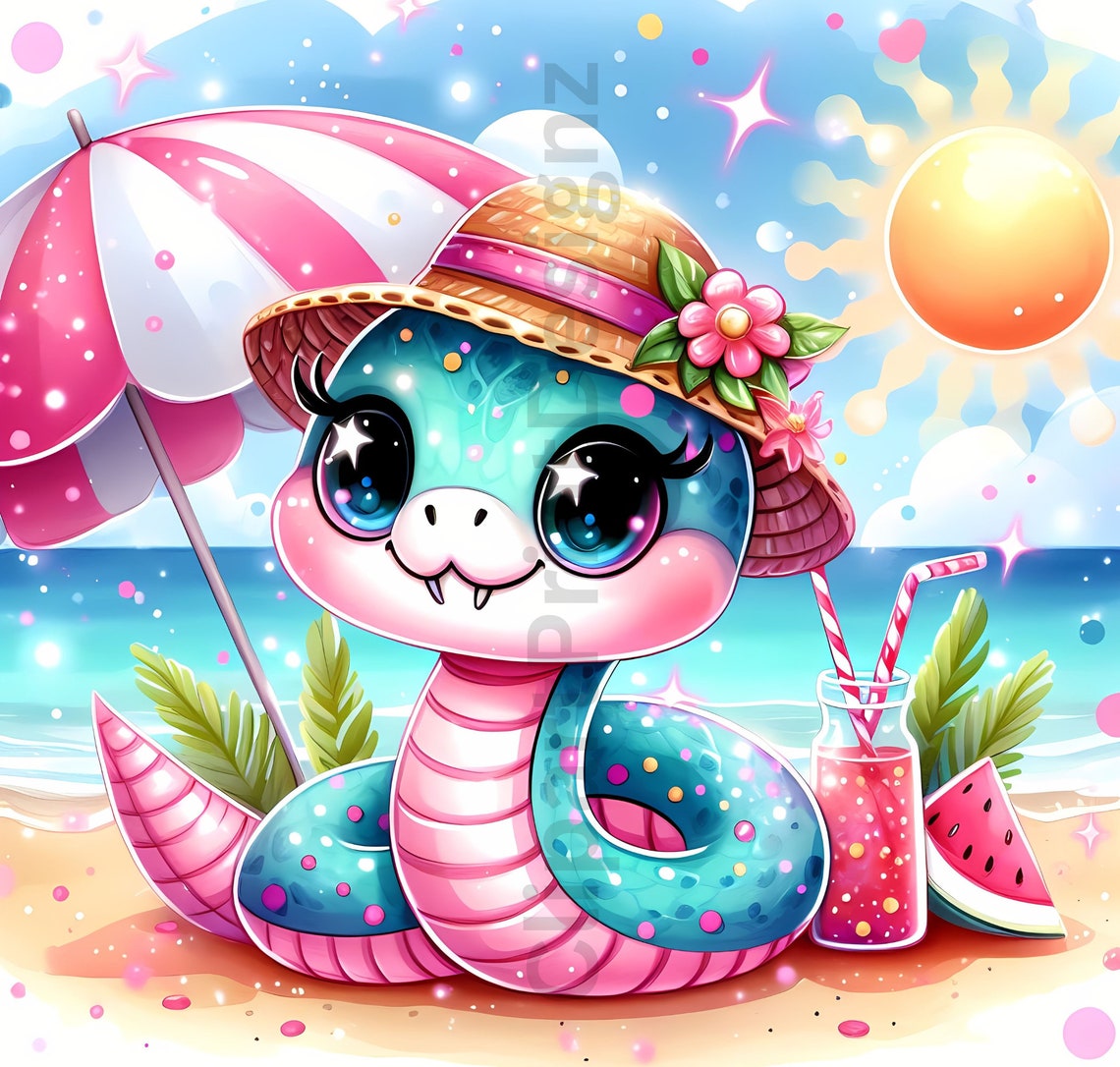 Cute Summer Snakes Clipart Bundle, Watercolor Snake Clip Art Images ...