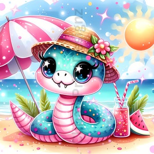 Cute Summer Snakes Clipart Bundle, Watercolor Snake Clip Art Images ...